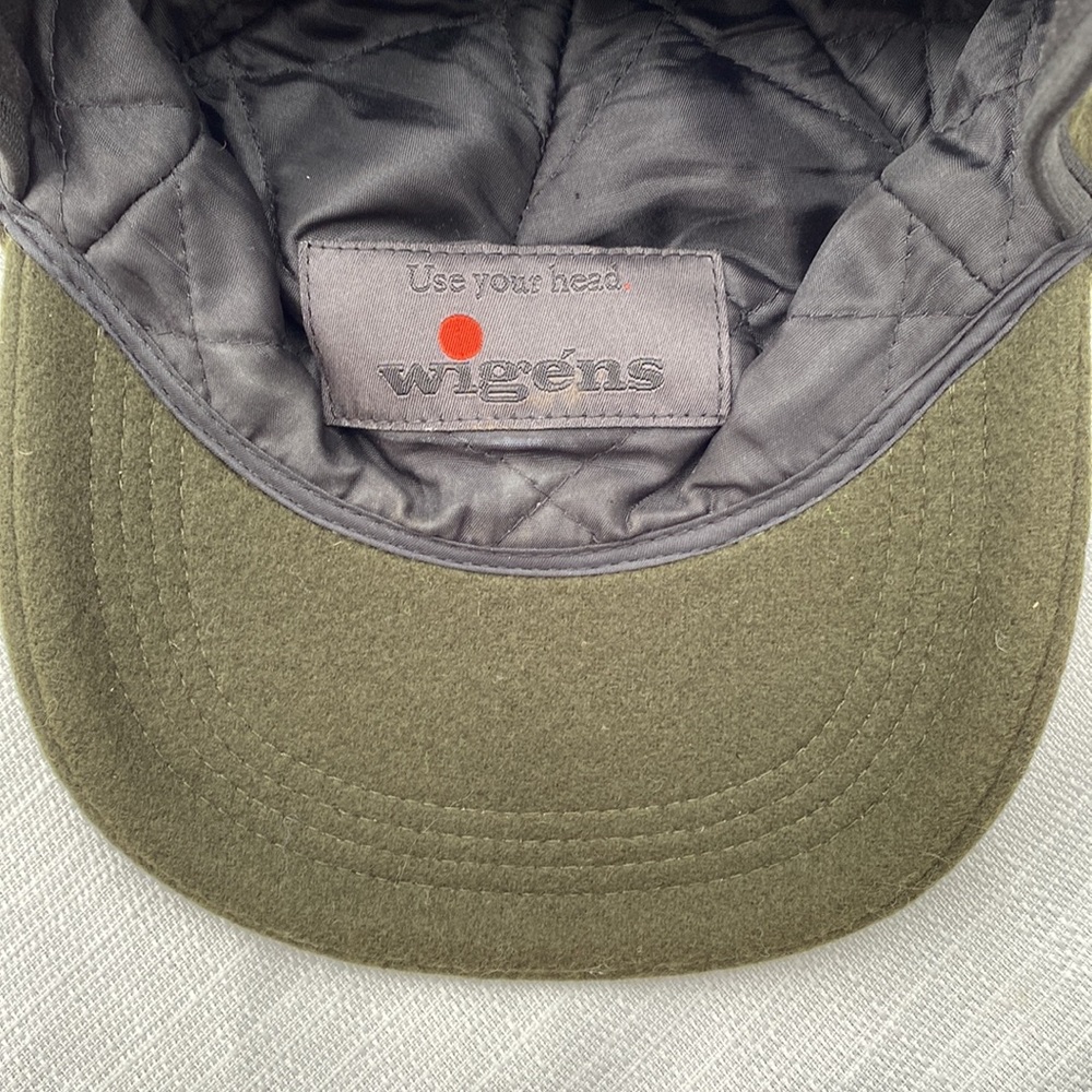 Wigens Kent Army Green Wool Baseball Cap With Flaps - Gem